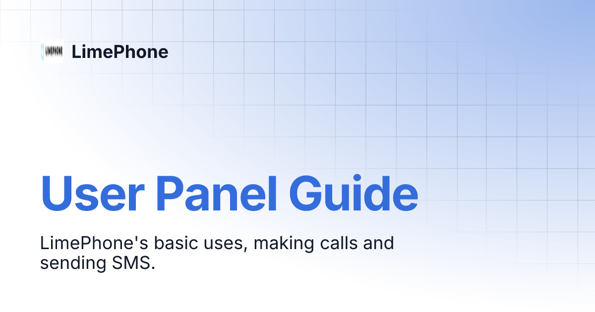 User Panel Guide | LimePhone